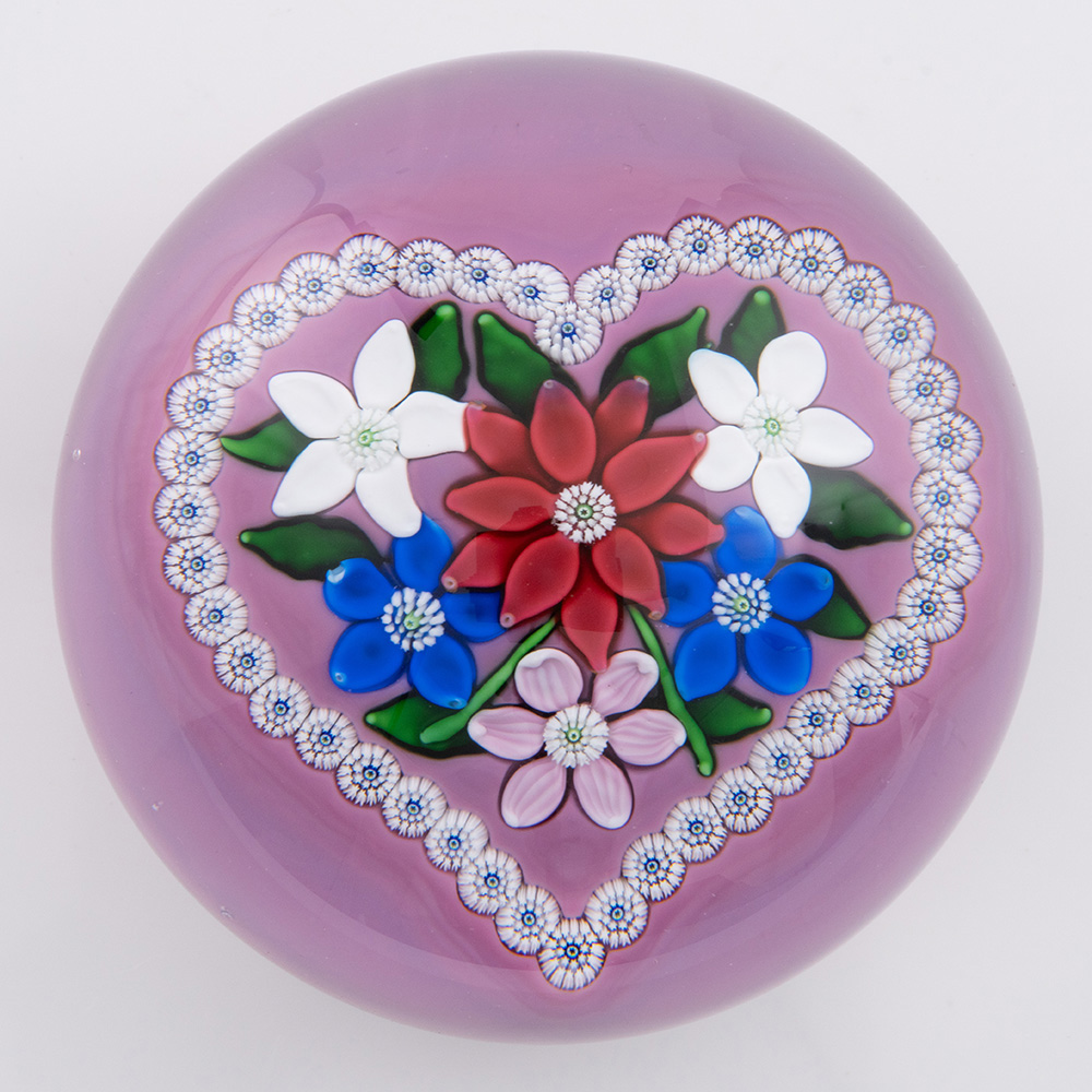 St Louis Paperweight Lampwork Valentine Bouquet 1983