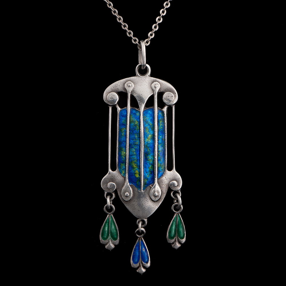 James Fenton Silver and Enamel Pendant Necklace 1908