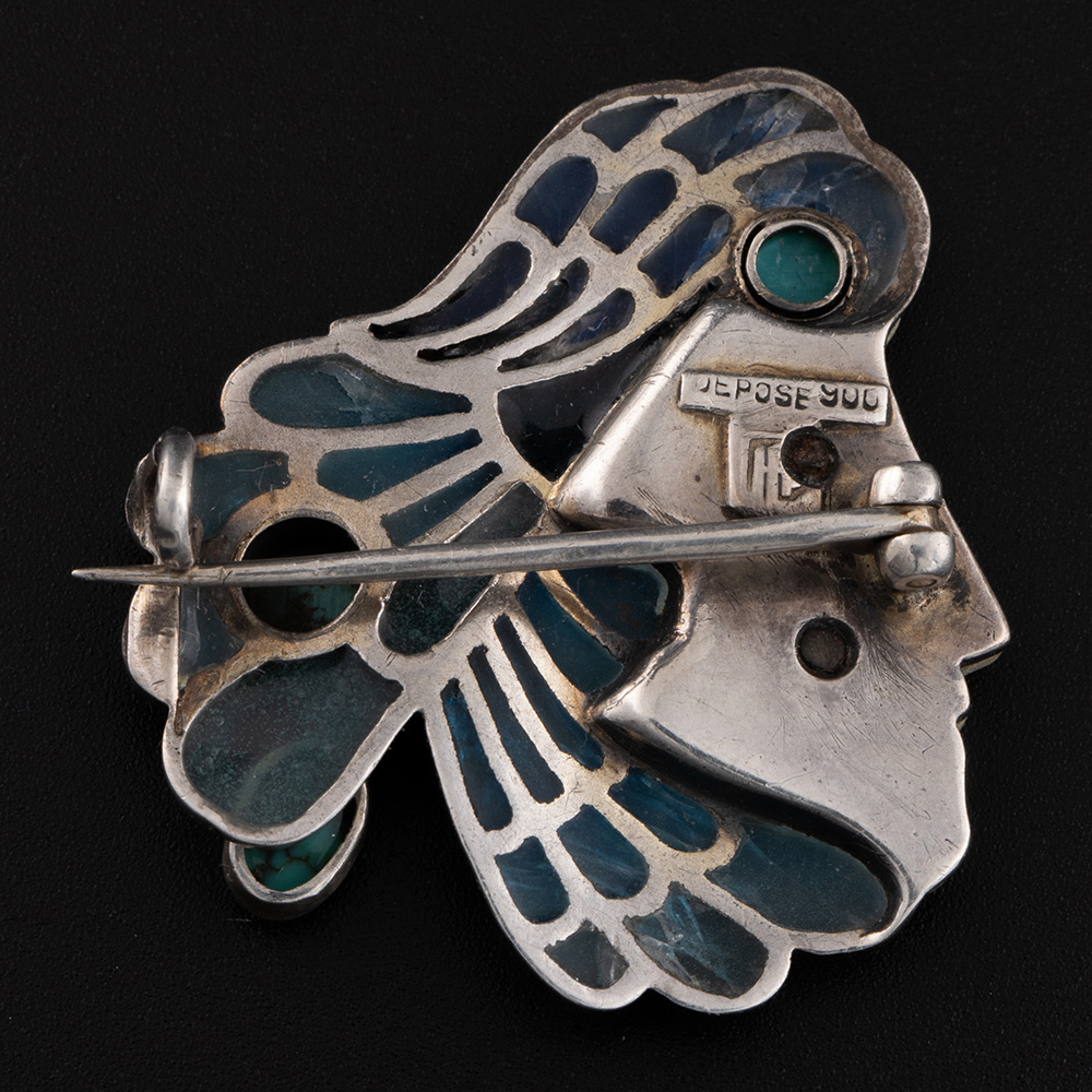 Heinrich Levinger Silver and Plique-a-jour Brooch c1900