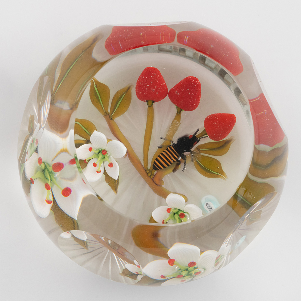 William Manson Paperweight Bees Flowers and Berries 1993
