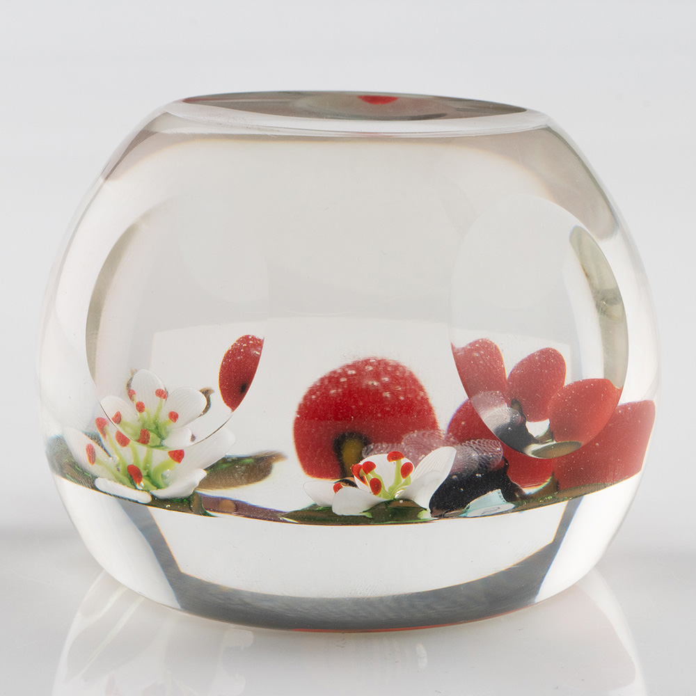 William Manson Paperweight Bees Flowers and Berries 1993