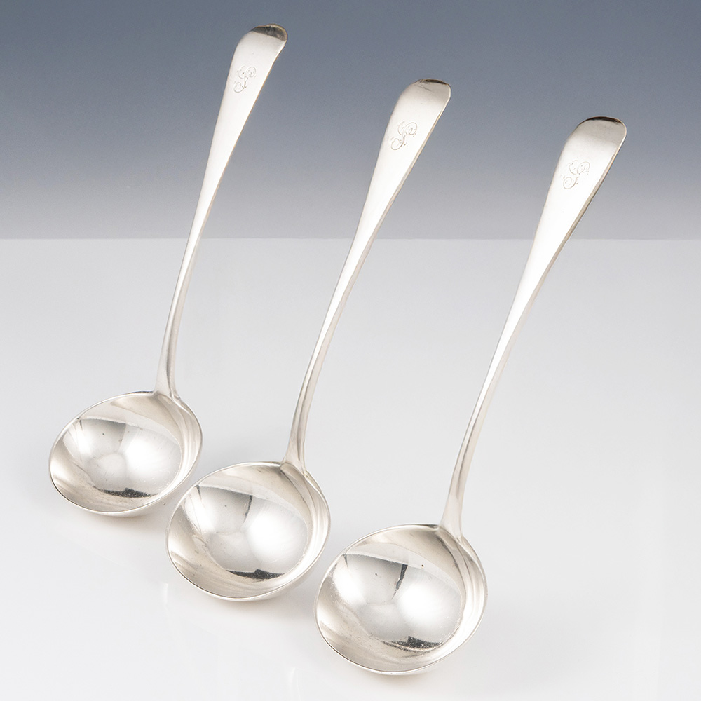 Three Victorian Silver Sauce Ladles London 1889