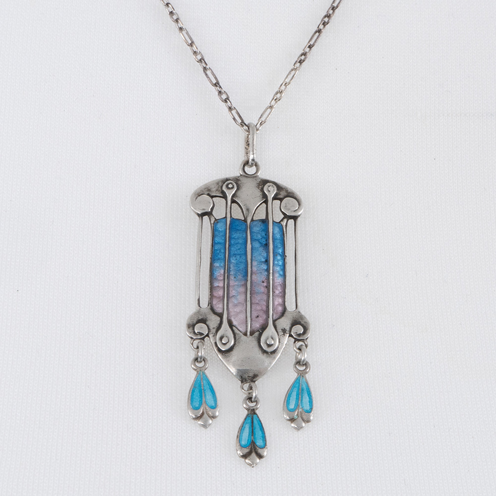 James Fenton Silver and Enamel Pendant Necklace 1909