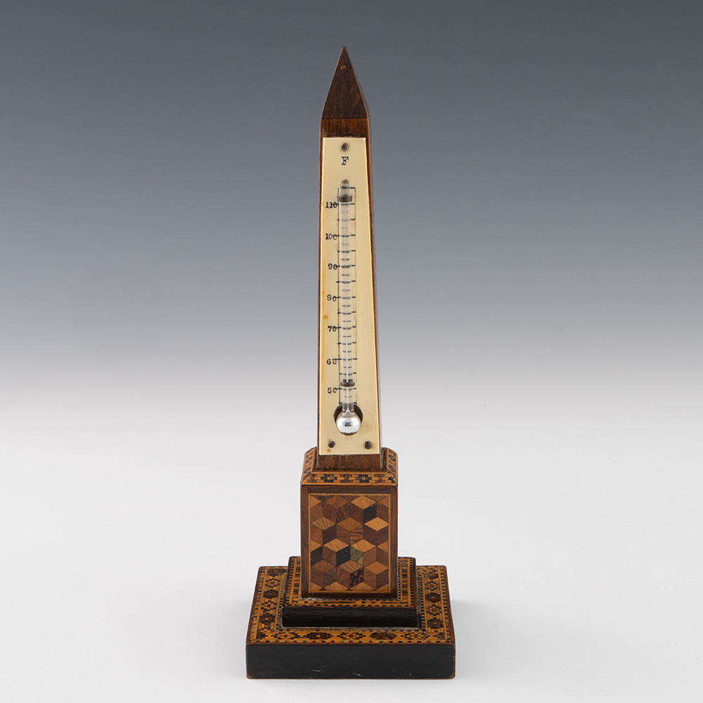 Tunbridge Ware – An Obelisk Style Desktop Thermometer c1885
